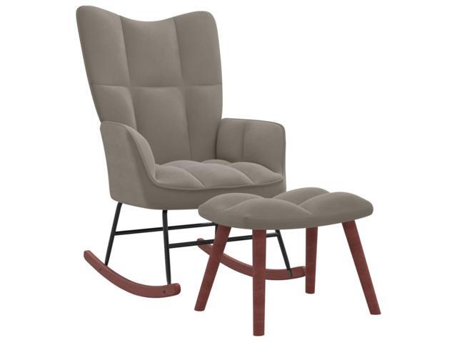 Click here for vidaXL Rocking Chair with a Stool Light Gray Velve... prices