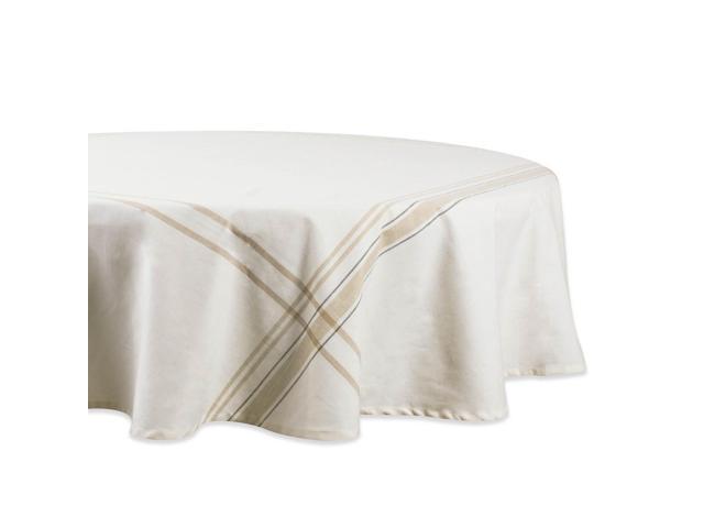 Click here for DII White Chambray French Stripe Tablecloth 70 Rou... prices