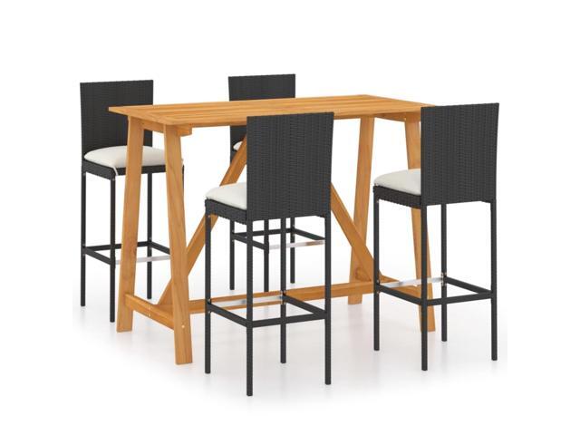 Click here for vidaXL 5 Piece Garden Bar Set with Cushions Black prices