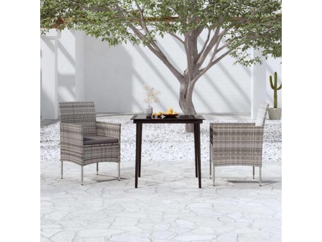 Click here for vidaXL 3 Piece Patio Dining Set with Cushions Gray... prices