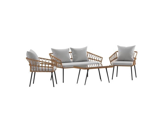 Click here for Evin Boho 4 Piece Indoor/Outdoor Rope Rattan Patio... prices