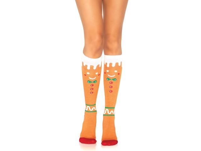 Click here for Leg Avenue Gingerbread man knee high sock Multicol... prices