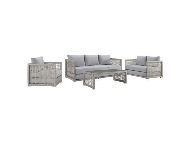 Click here for Aura 4 Piece Outdoor Patio Wicker Rattan Set Gray... prices