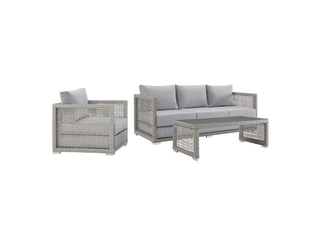 Click here for Aura 3 Piece Outdoor Patio Wicker Rattan Set Gray... prices