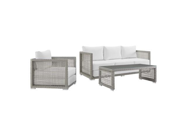 Click here for Aura 3 Piece Outdoor Patio Wicker Rattan Set Gray... prices
