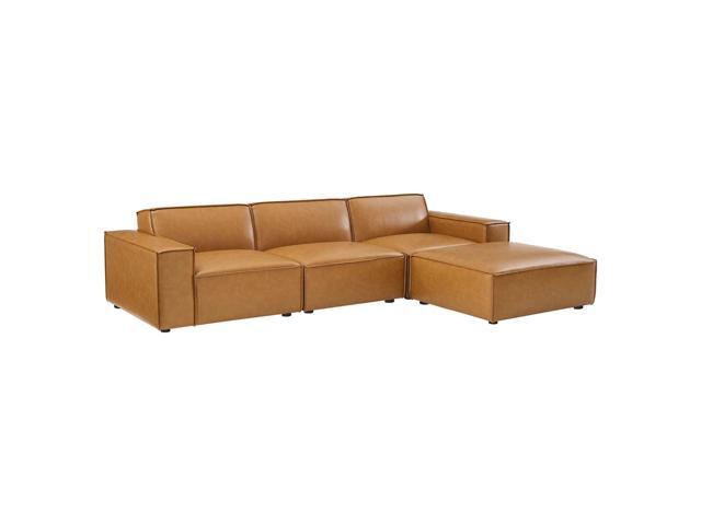 Click here for Restore 4-Piece Vegan Leather Sectional Sofa Tan prices