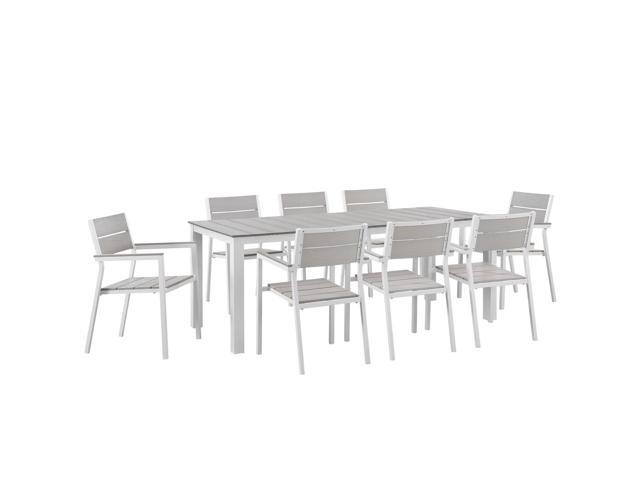 Click here for Maine 9 Piece Outdoor Patio Dining Set - White Lig... prices