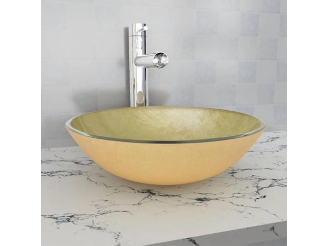 Click here for vidaXL Basin Tempered Glass 16.5 Gold prices