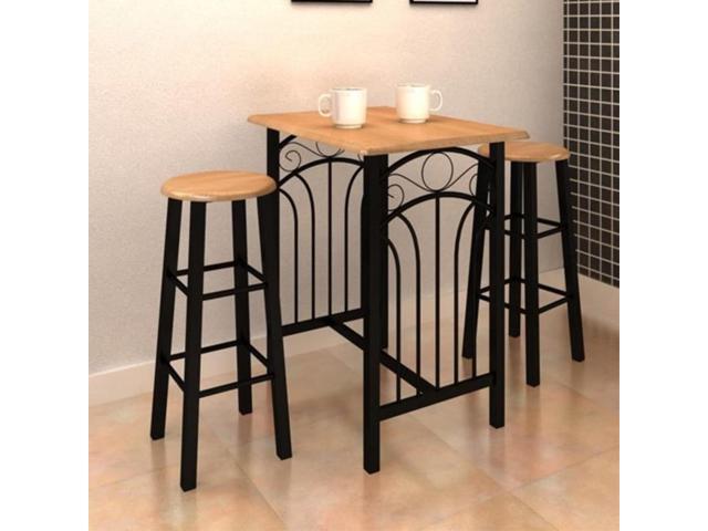 Click here for vidaXL Bar Table and Stool Set 3 Pieces Wood and S... prices