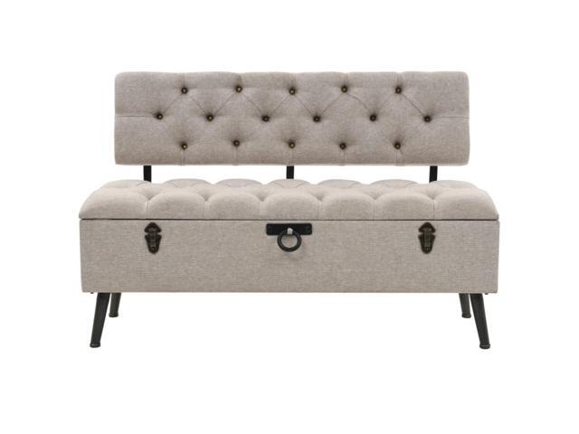 Click here for vidaXL Storage Bench with Backrest 43.3 Cream Fabr... prices
