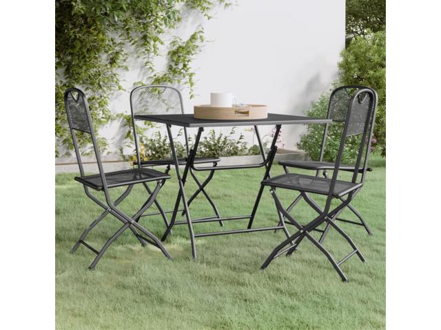 vidaXL 5 Piece Patio Dining Set Expanded Metal Mesh Anthracite