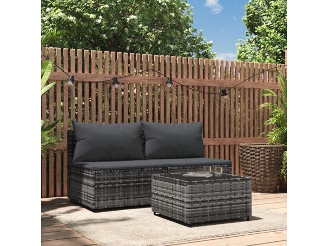 Click here for vidaXL 3 Piece Patio Lounge Set with Cushions Gray... prices