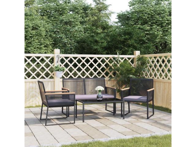Click here for vidaXL 4 Piece Patio Lounge Set with Cushions Blac... prices