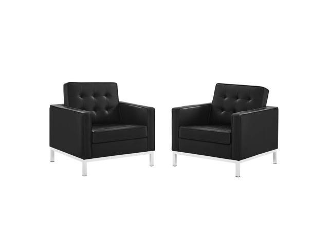 Click here for Loft Tufted Upholstered Faux Leather Armchair Set... prices