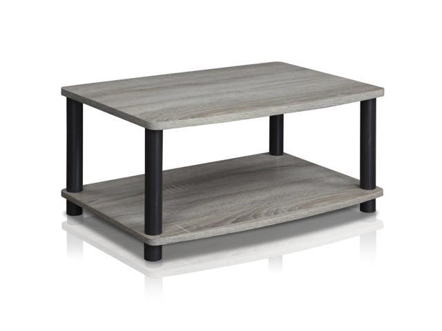 Furinno Turn-n-Tube No Tools 2-Tier Elevated Tv Stands- Oak Grey & Black - 11 x 23.8 x 15.8 in. - Grey