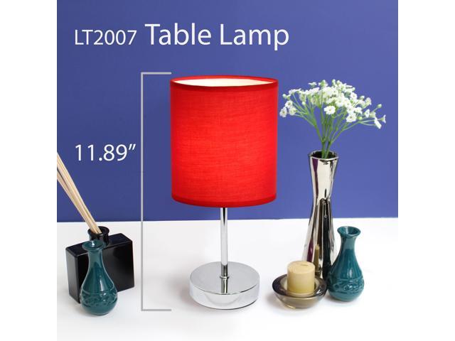 Simple Designs Chrome Mini Basic Table Lamp with Fabric Shade 2 Pack Set