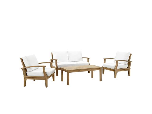 Click here for Marina 4 Piece Outdoor Patio Teak Set - Natural Wh... prices