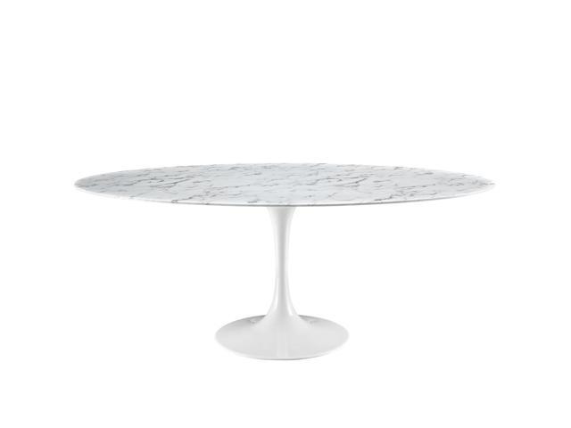 Click here for Lippa 78 Oval Artificial Marble Dining Table - Whi... prices