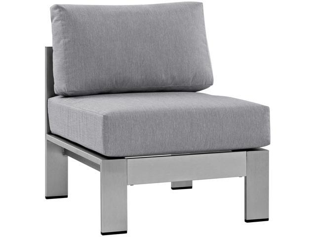 Click here for Shore Armless Outdoor Patio Aluminum Chair - Silve... prices
