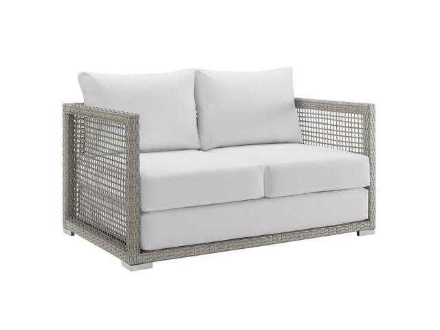 Click here for Aura Outdoor Patio Wicker Rattan Loveseat - Gray W... prices