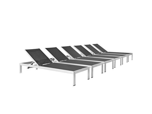 Click here for Shore Chaise Outdoor Patio Aluminum Set of 6 - Sil... prices