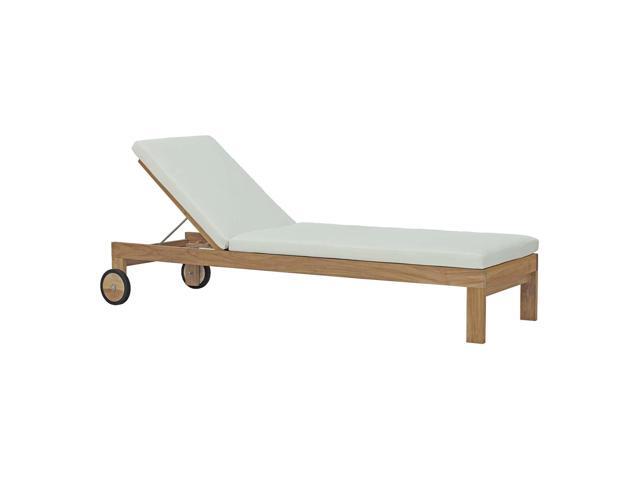 Click here for Upland Outdoor Patio Teak Chaise - Natural White prices