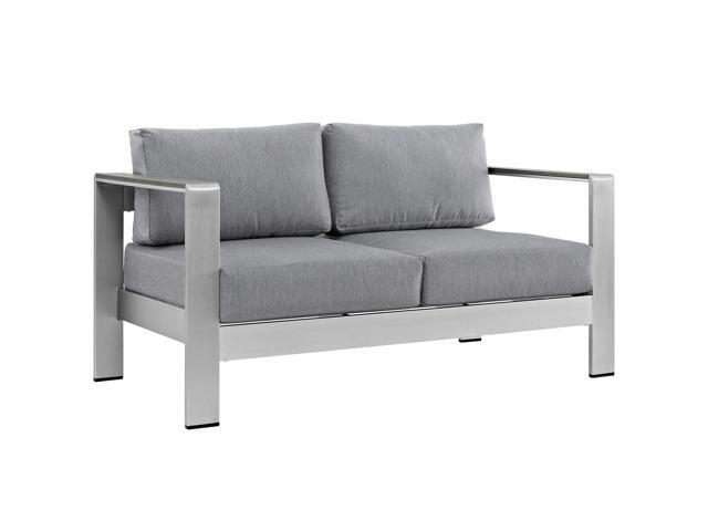 Click here for Shore Outdoor Patio Aluminum Loveseat - Silver Gra... prices