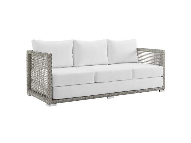 Click here for Aura Outdoor Patio Wicker Rattan Sofa - Gray White prices