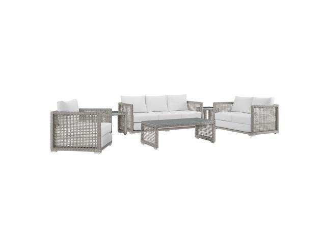 Click here for Aura 6 Piece Outdoor Patio Wicker Rattan Set - Gra... prices