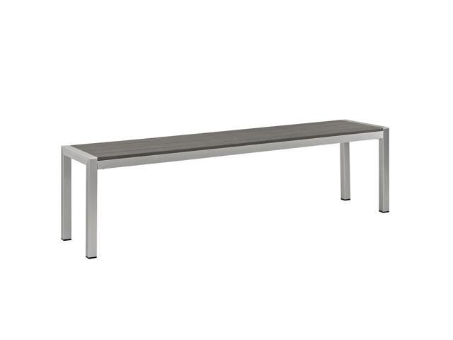Click here for Shore Outdoor Patio Aluminum Bench - Silver Gray prices