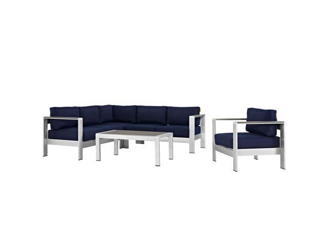 Click here for Shore 5 Piece Outdoor Patio Aluminum Sectional Sof... prices