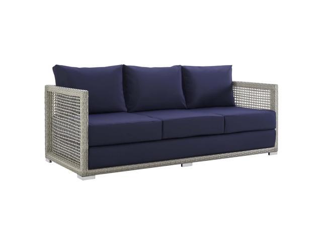 Click here for Aura Outdoor Patio Wicker Rattan Sofa - Gray Navy prices
