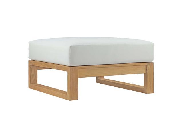 Click here for Upland Outdoor Patio Teak Ottoman - Natural White prices