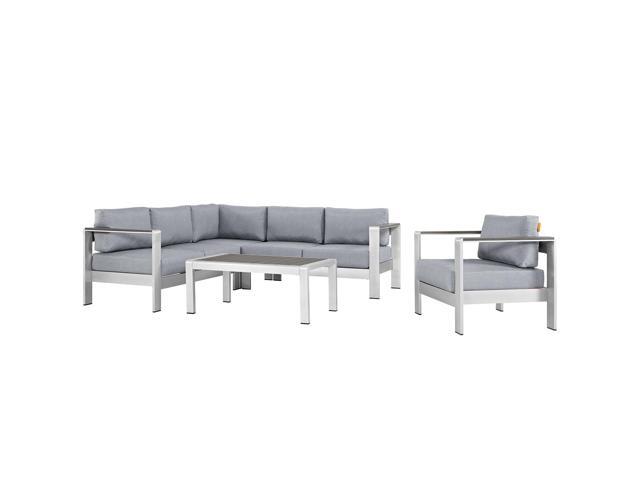 Click here for Shore 5 Piece Outdoor Patio Aluminum Sectional Sof... prices