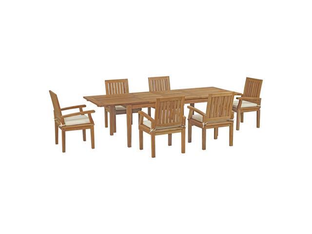 Click here for Marina 7 Piece Outdoor Patio Teak Outdoor Dining S... prices
