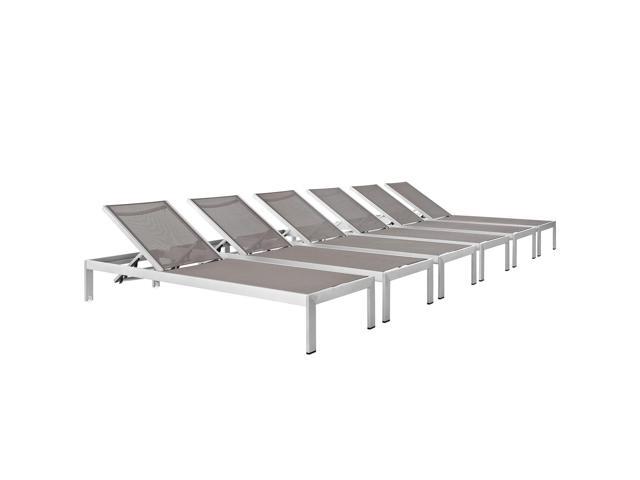 Click here for Shore Chaise Outdoor Patio Aluminum Set of 6 - Sil... prices