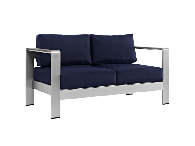 Click here for Shore Outdoor Patio Aluminum Loveseat - Silver Nav... prices