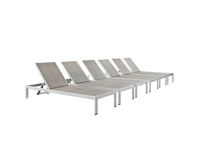 Click here for Shore Chaise Outdoor Patio Aluminum Set of 6 - Sil... prices
