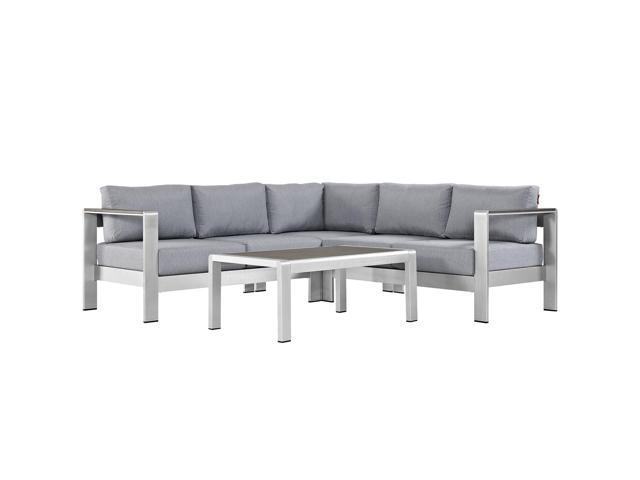 Click here for Shore 4 Piece Outdoor Patio Aluminum Sectional Sof... prices