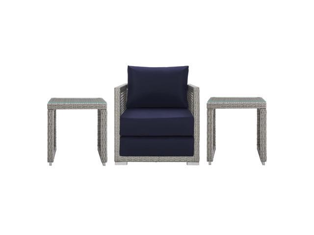 Click here for Aura 3 Piece Outdoor Patio Wicker Rattan Set - Gra... prices