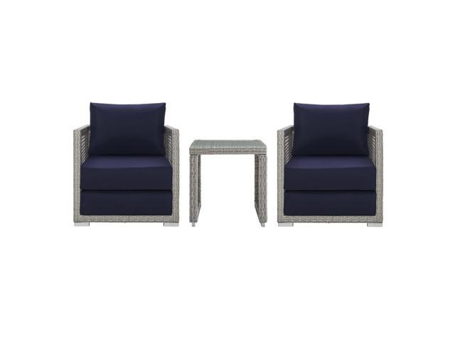 Click here for Aura 3 Piece Outdoor Patio Wicker Rattan Set - Gra... prices