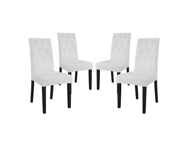 Click here for Confer Dining Side Chair Vinyl Set of 4 - White prices