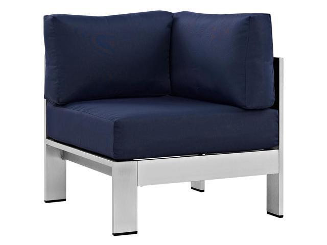 Click here for Shore Outdoor Patio Aluminum Corner Sofa - Silver... prices