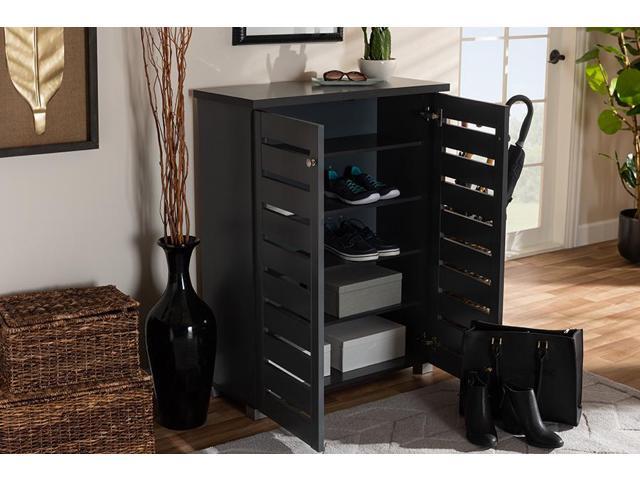 Baxton Studio Adalwin Modern and Contemporary Dark Gray 2-Door Wooden Entryway Shoe Storage Cabinet