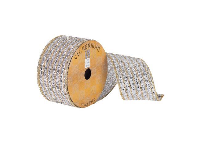 Click here for Vickerman 2.5x10Yd Silver/Gold Tinsel Ribbon - Q18... prices