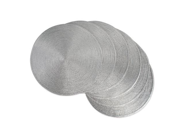 DII Metallic Silver Round Polypropylene Woven Placemat (Set of 6)