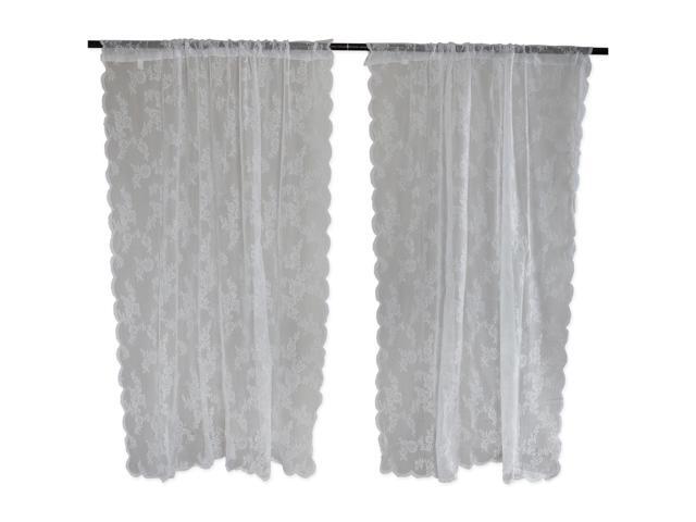 Click here for DII White Flower Blossom Lace Window Curtain (Set... prices