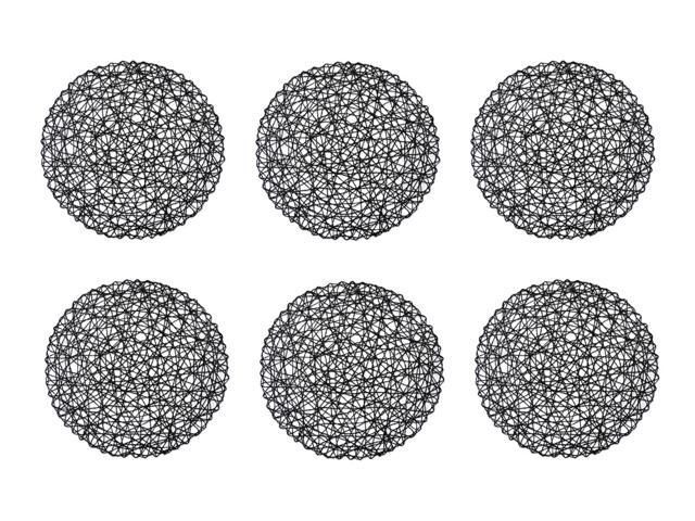 Woven Paper Round Placemat  Set of 6 - Black