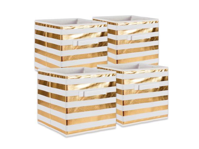 Click here for DII Nonwoven Polyester Cube Stripe White/Gold Squa... prices