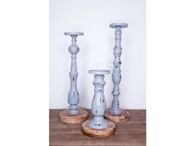 Click here for S/3 Distressed Metal and Wood Candleholders - Gray prices